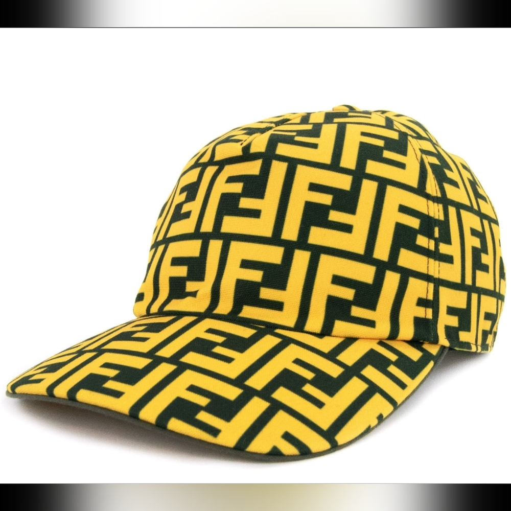 Fendi Yellow And Black Canvas Baseball Cap - Gem